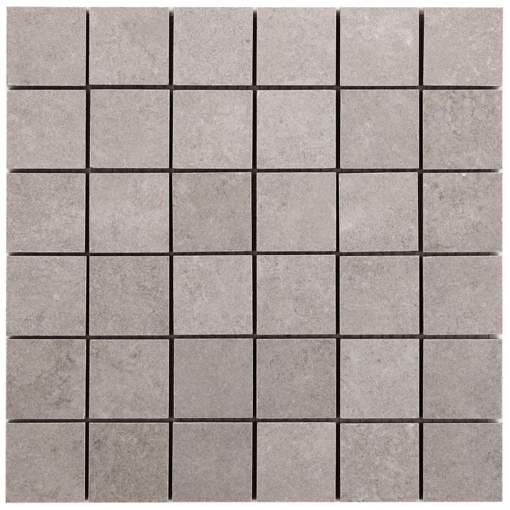 Ivy Hill Tile Urbane Pearl Gray 4 in. x 0.35 in. Matte Porcelain Mosaic ...
