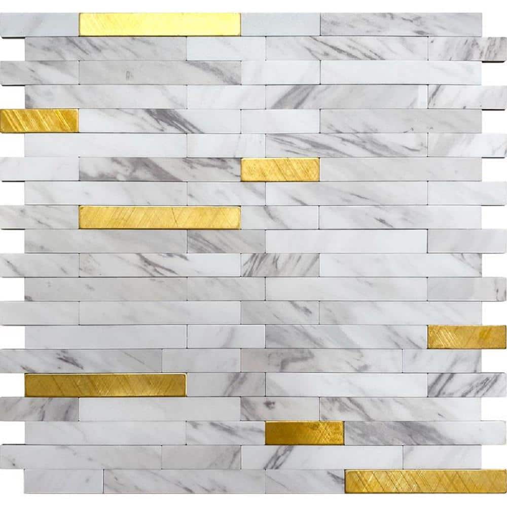 Apollo Tile White and Gold 4 in x 5 Metal Peel and Stick Backsplash ...