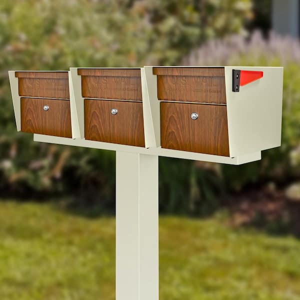 Mail Boss Mail Manager X3 Locking Mailbox Combo Kit with Cream White In ...