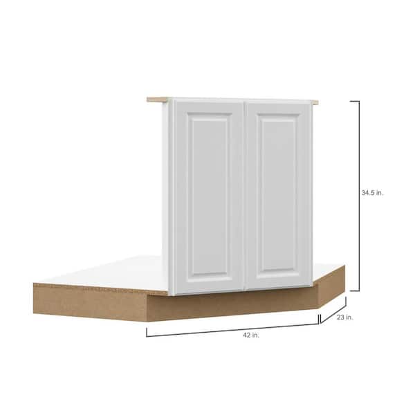 Hampton Bay Designer Series Elgin Partially Assembled 42x34.5x23.75 in. Corner Sink Base Kitchen Cabinet in White BSCK42 ELWH
