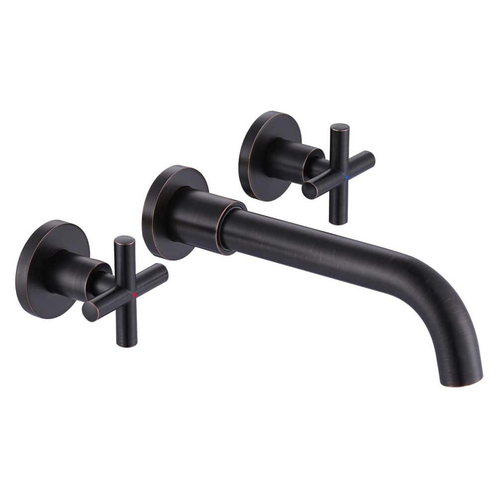 VEVETTA Double Handle Wall Mounted Bathroom Faucet in Oil Rubbed Bronze ...