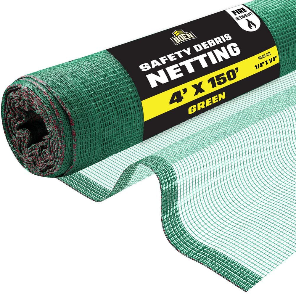 BOEN Safety Netting FR Green 4 ft. x 150 ft. SN-20008 - The Home Depot