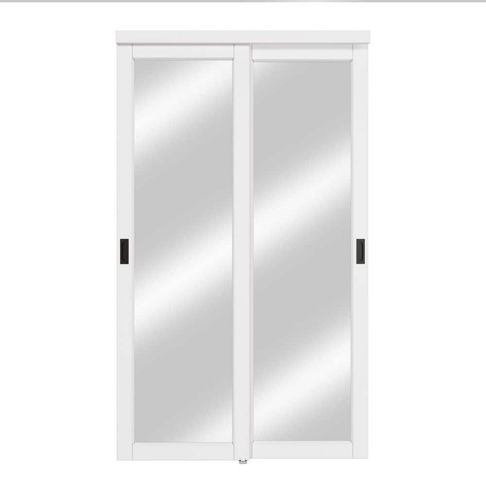 ARK DESIGN 48 in. x 80 in. Solid Core 1-Lite Mirror White Primed MDF ...