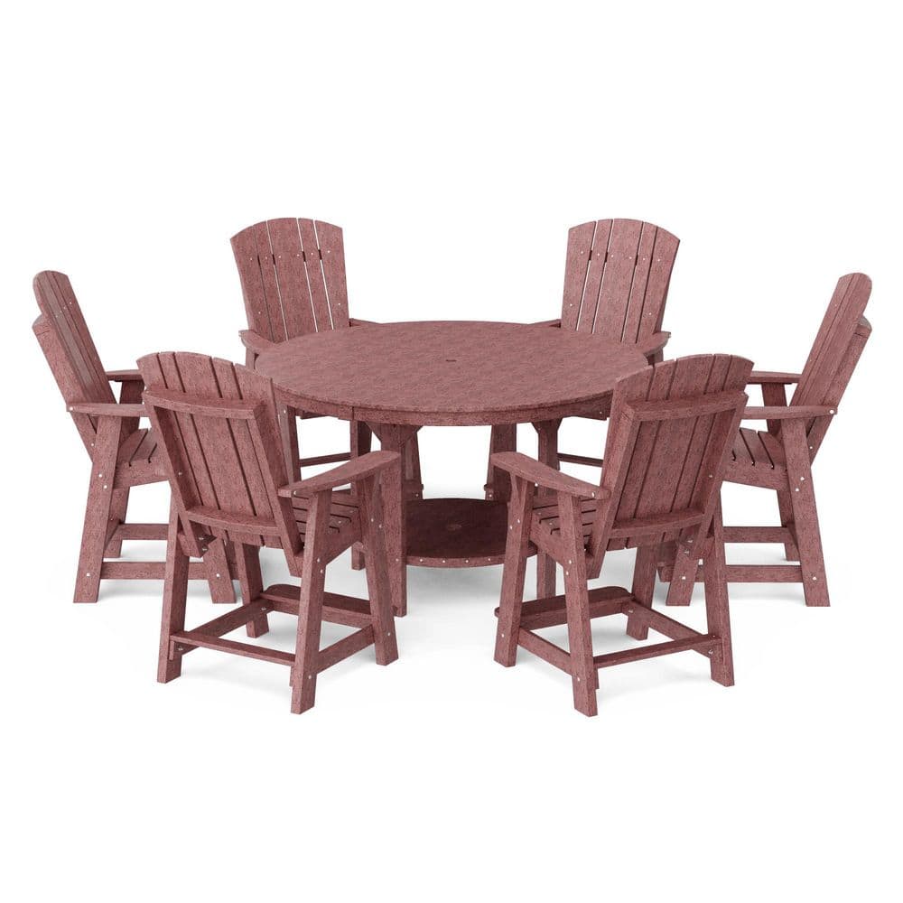 Wildridge Heritage 7-Piece Cherrywood HDPE Plastic Outdoor Patio 60 in ...
