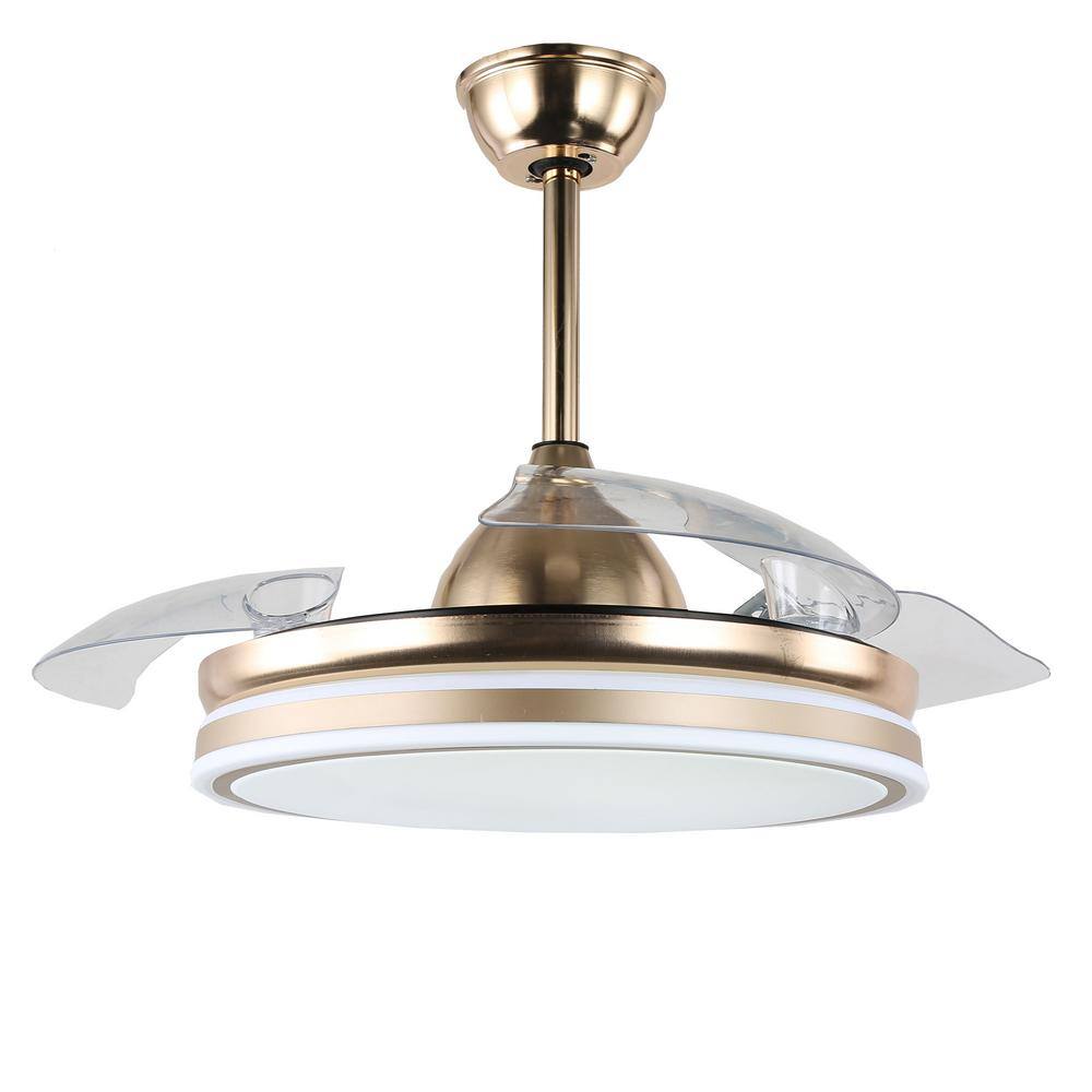 Oaks Aura Bocchi 42in. LED Indoor French Gold Modern 3-Speed Invisible ...