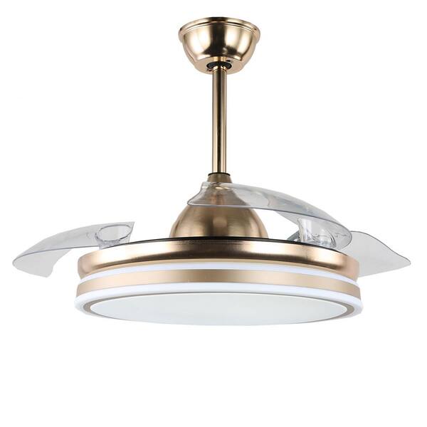 Oaks Aura Bocchi 42in. LED Indoor French Gold Modern 3-Speed Invisible ...