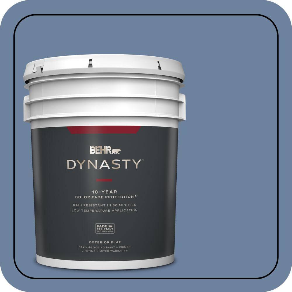 BEHR DYNASTY 5 gal. #S530-5 Brisk Blue Flat Exterior Stain-Blocking ...