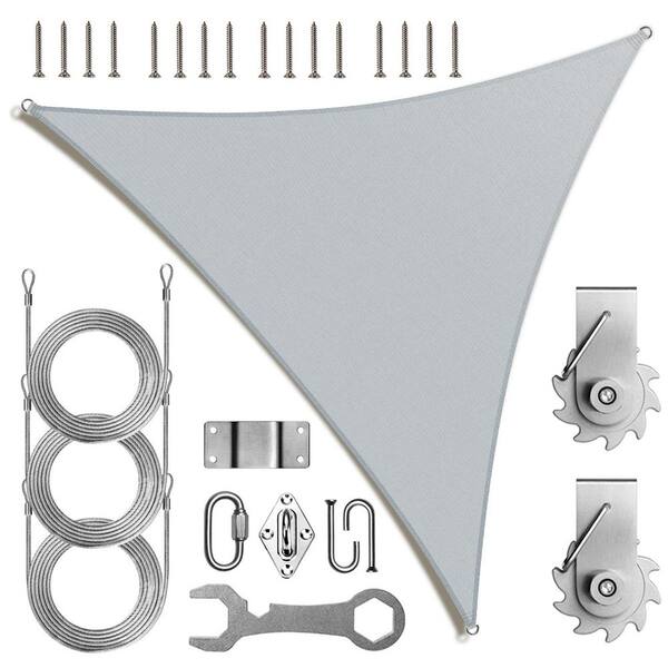 AMGO 8 ft. x 8 ft. x 8 ft. Triangle Sun Shade Sail with Hardware TAWAL ...