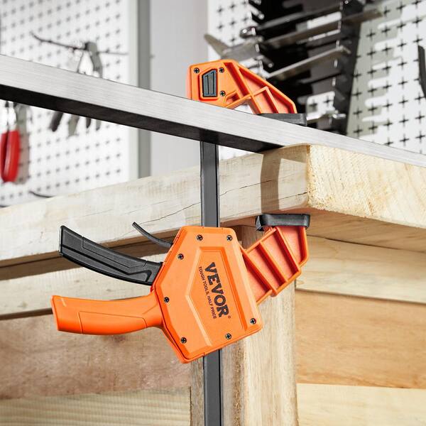 VEVOR Bar Clamps Set for Woodworking 2 Pieces 12 in. 1 Handed Clamp Spreader Quick Change F Clamp with 300 lbs. Load Limit FJ12INCH2ZZK2MG1SV0 0726 The Home Depot