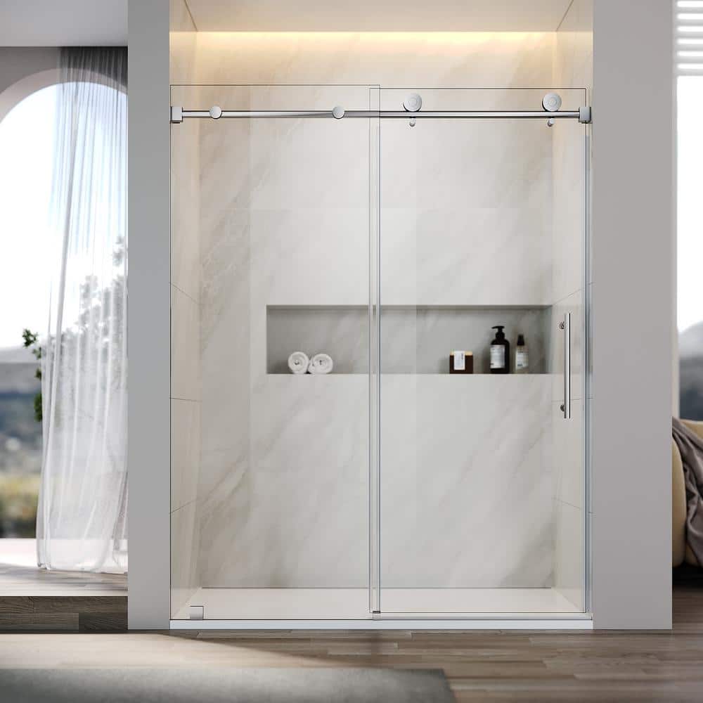 UNIKOO UKS03 60 in. W x 76 in. H Sliding Frameless Shower Door in ...