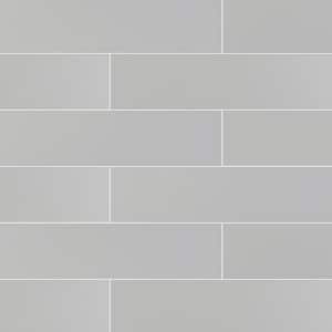 Take Home Tile Sample - Gray 4 in. x 4 in. Glossy Ceramic Gray Subway ...