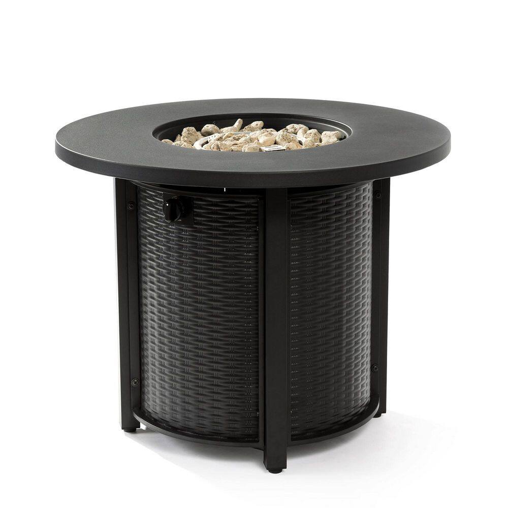 MEOOEM 32 in. 50000 BTU Propane Gas Fire Pit Table, Round Steel Fire ...