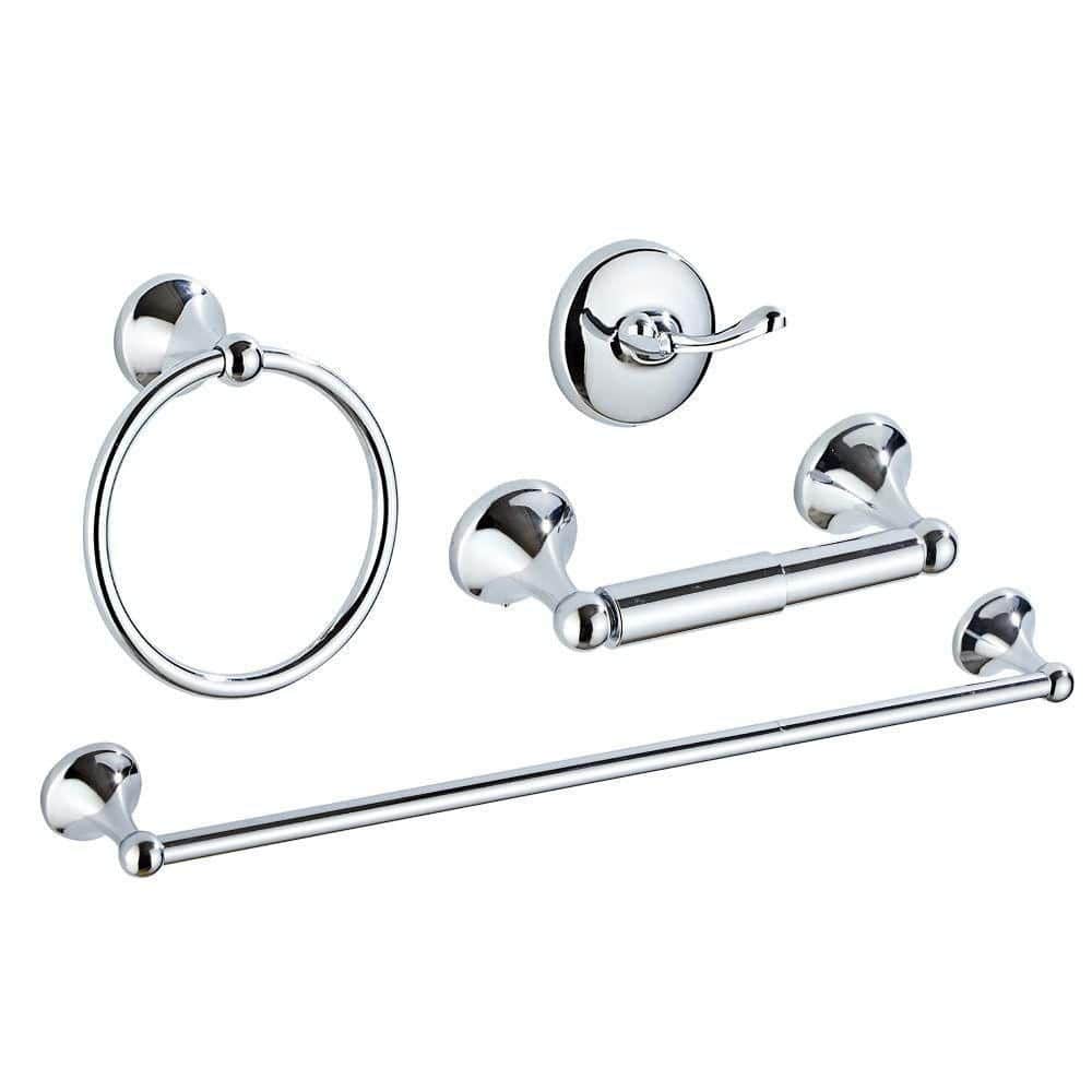 Dracelo 4 Piece Bath Hardware Set With Towel Ring Toilet Paper Holder