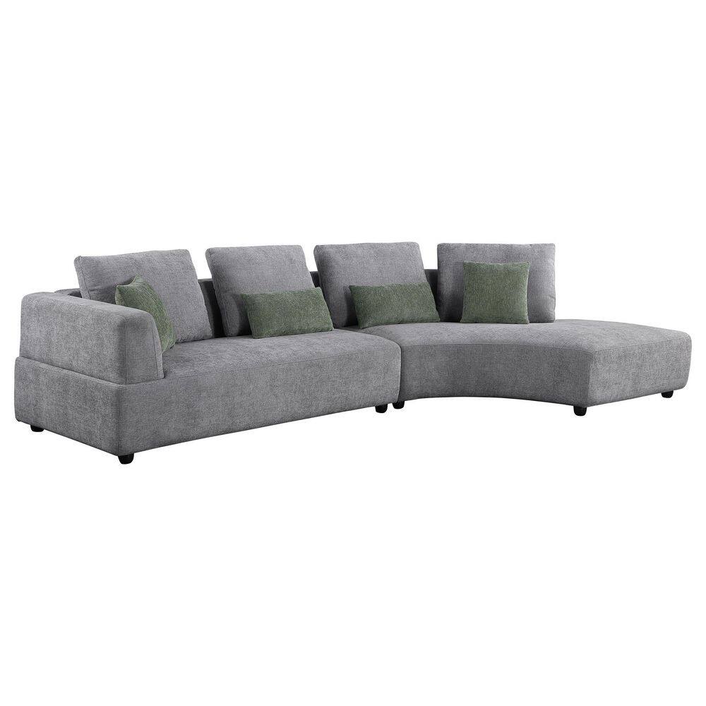 Coaster Toscano 134 in. Fabric Upholstered Sectional Sofa in. Grey ...