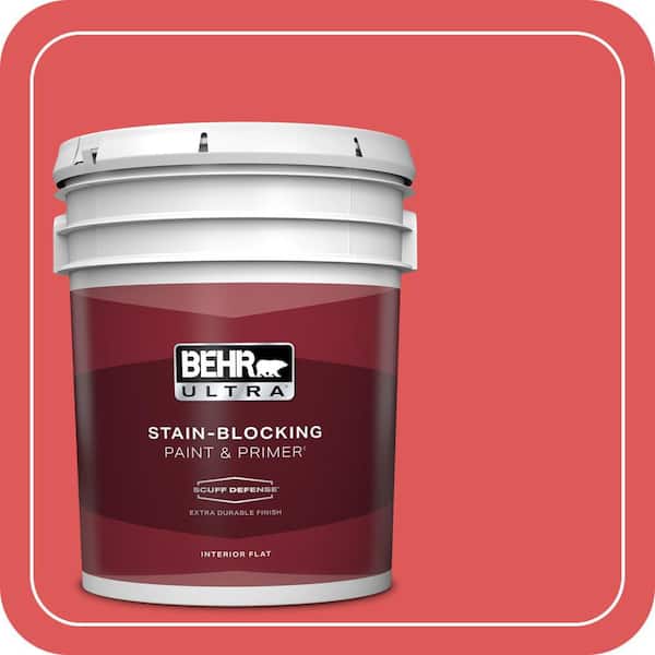 BEHR ULTRA 5 gal. #150B-6 Firecracker Extra Durable Flat Interior Paint ...