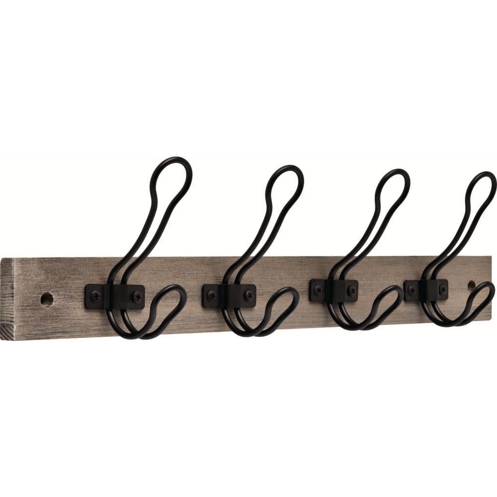 Liberty 18 in. Graywash and Matte Black Rustic Wire Hook Rack R39304 ...