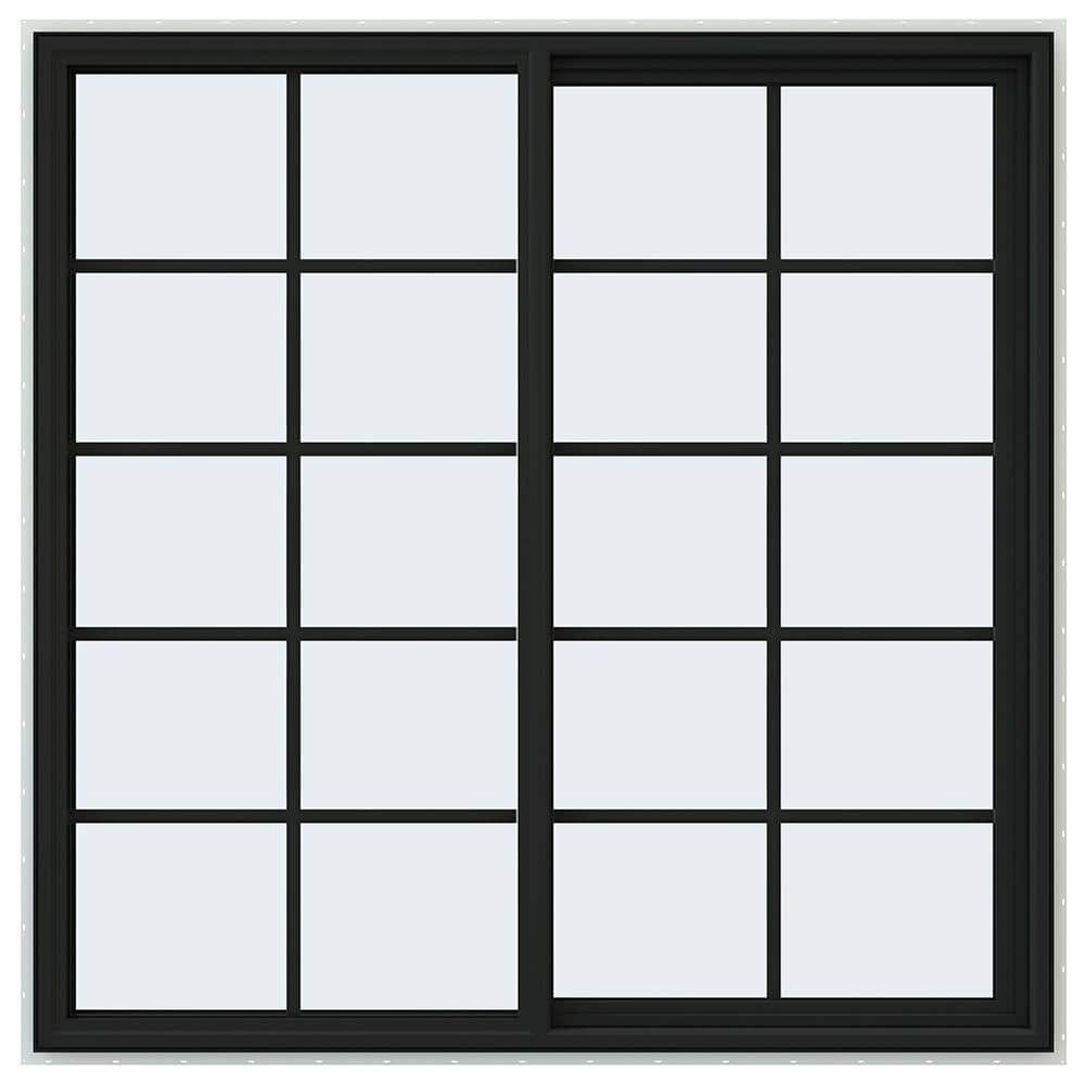 JELD-WEN 60 in. x 60 in. V-4500 Series Bronze FiniShield Vinyl Right ...