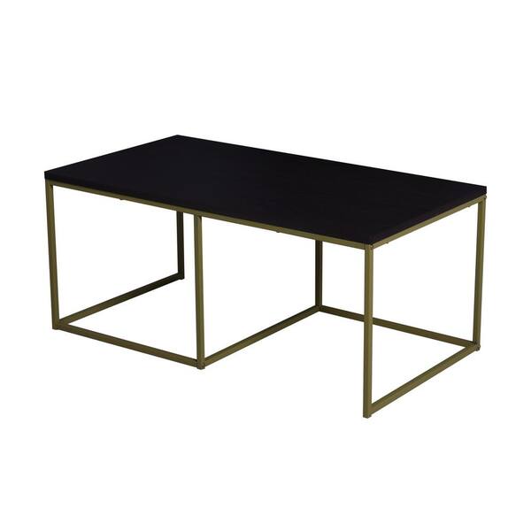 40 .55 in. Black Rectangle MDF Coffee Table with Metal Legs-W40931560 ...