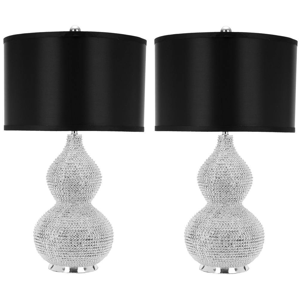SAFAVIEH Nicole 24.5 in. Silver Bead Base Table Lamp with Black Shade ...