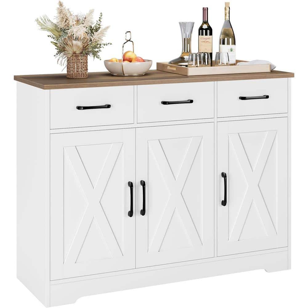 Clavie 15 in. W x 42 in. D x 31 in. H White Linen Cabinet with 3 ...