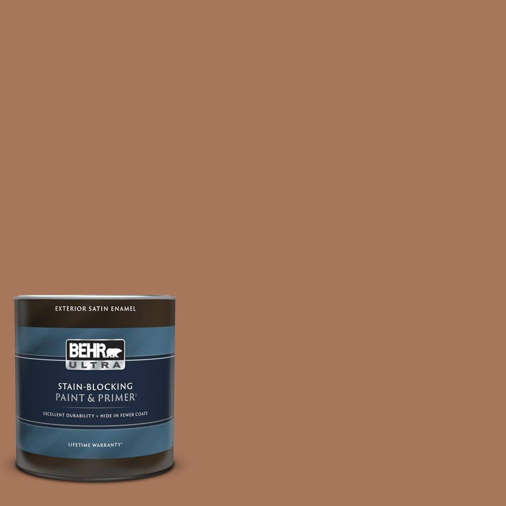 BEHR ULTRA 1 qt. #240F-5 Toasted Chestnut Satin Enamel Exterior Paint ...
