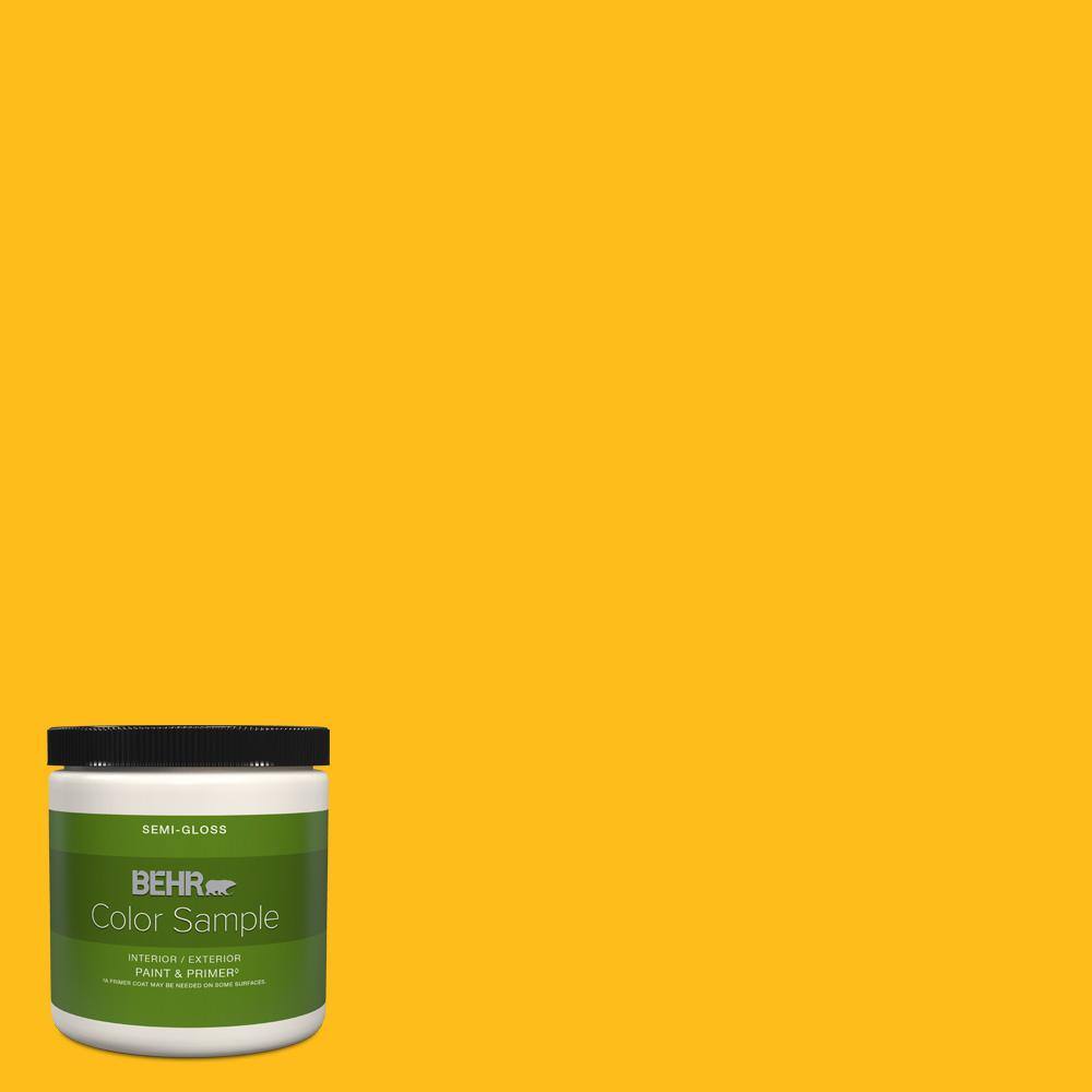 BEHR PREMIUM PLUS 8 oz. #P290-7 Laser Lemon Semi-Gloss Interior ...
