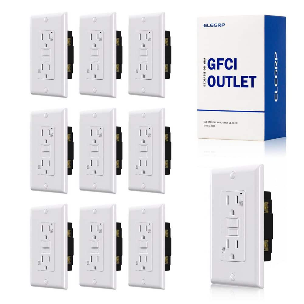 ELEGRP GFCI Outlet Self-Test, 15 Amp 125V Weather Resistant Duplex wall ...