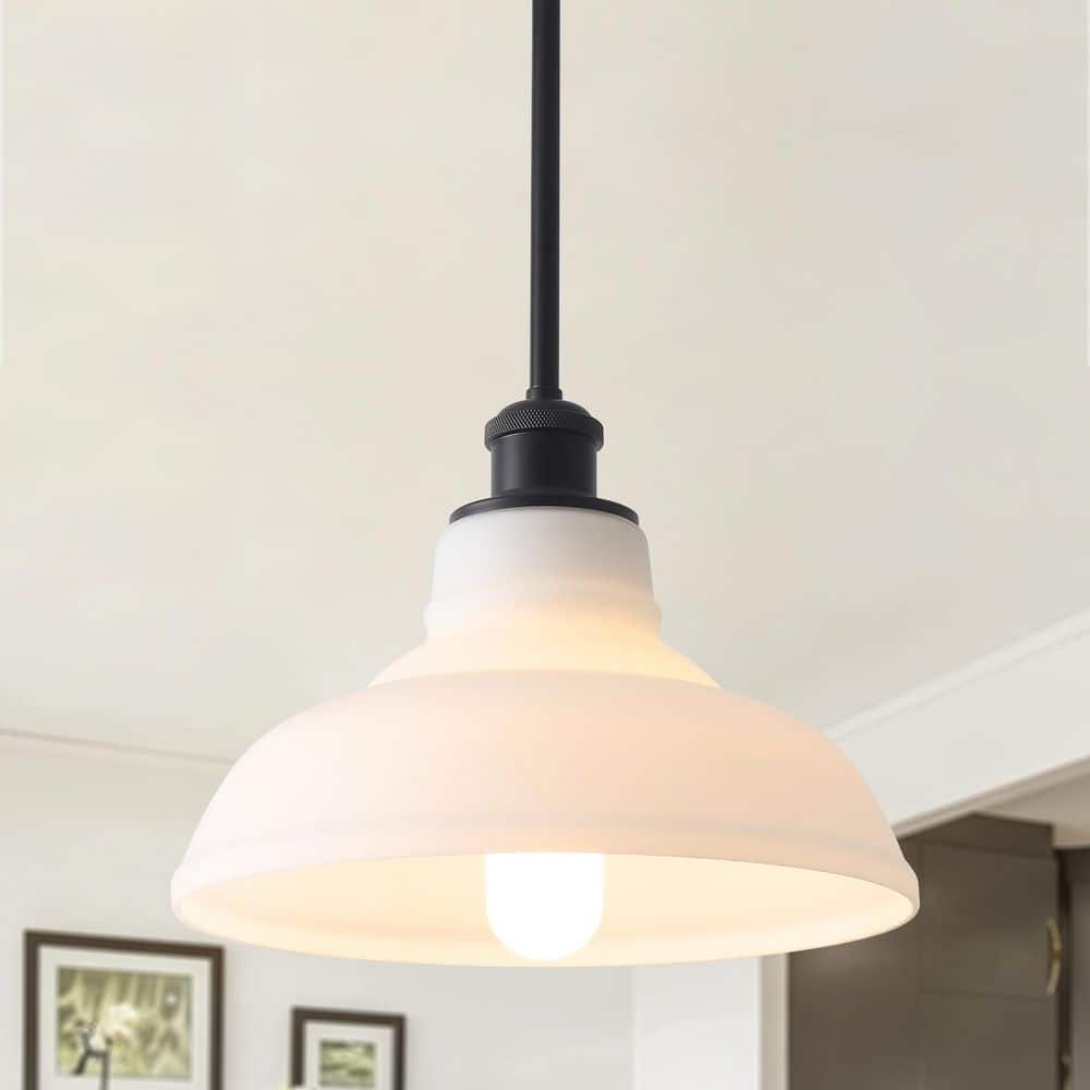 ETONIMERR 11 in. 1-Light Black Modern Rustic Bowl Pendant Light With ...