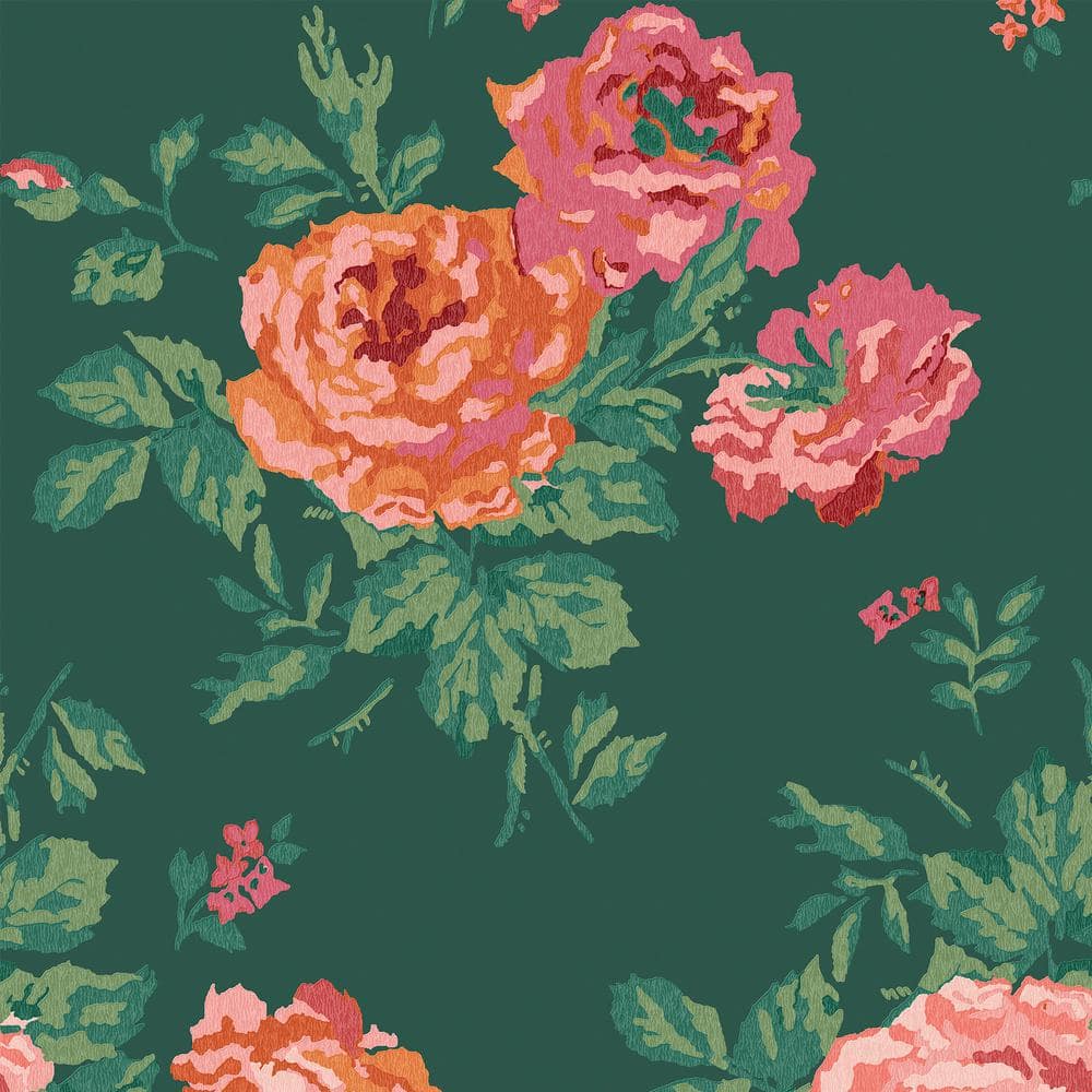 Archive Rose Green Wallpaper 125496 - The Home Depot