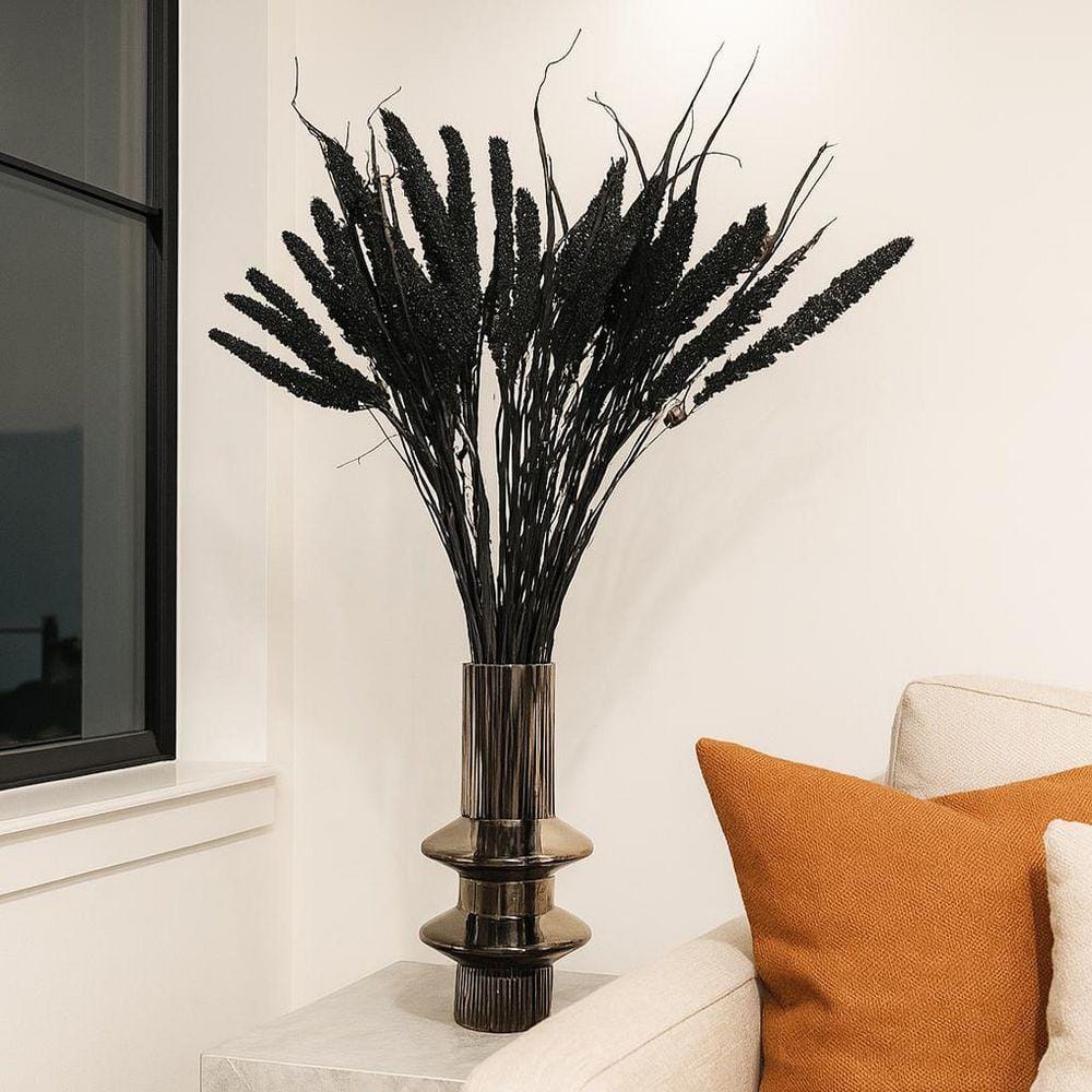 castellousa 21 in. Black Indoor Non Artificial Dried Preserved Millet ...