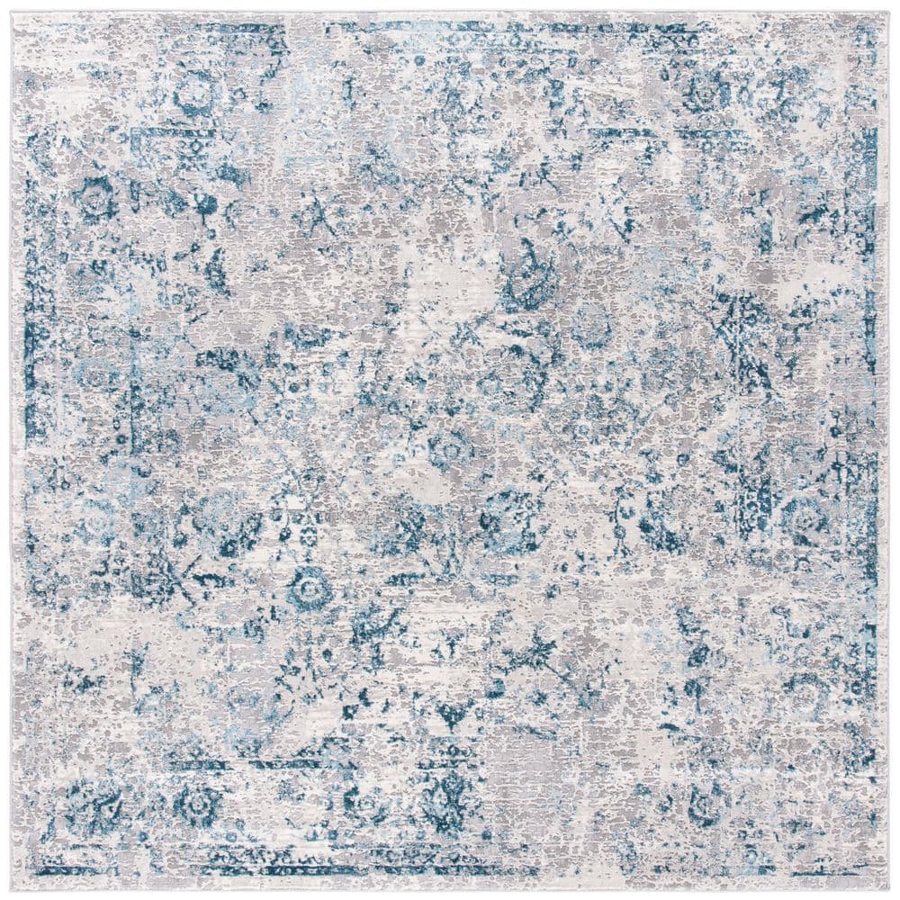 SAFAVIEH Meadow 7 ft. x 7 ft. Gray/Blue Distressed Marble Square Area ...