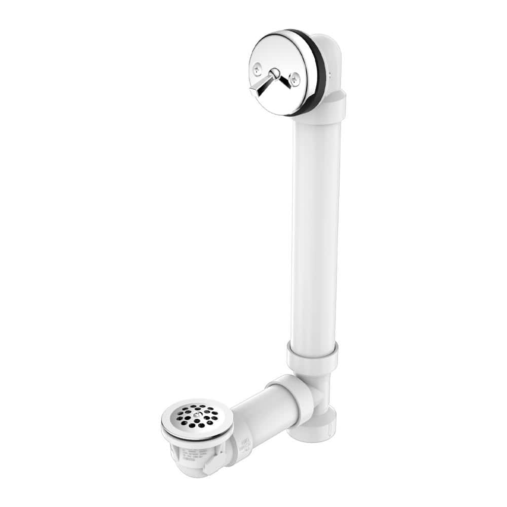 PF WaterWorks Chrome Trim Trip Lever Bathtub Drain - Sch. 40 White PVC ...