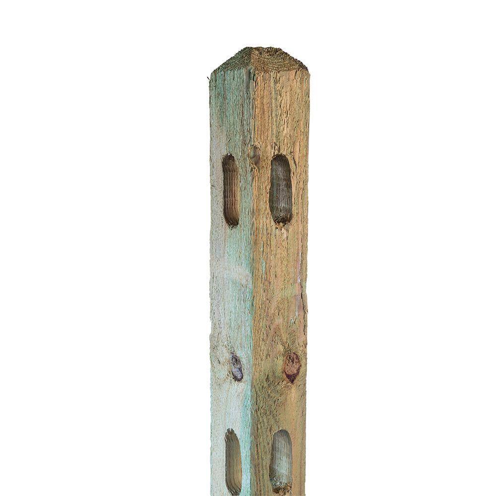 4 in. x 4 in. x 5-1/3 ft. Pressure-Treated Pine 2-Hole Fence Corner ...