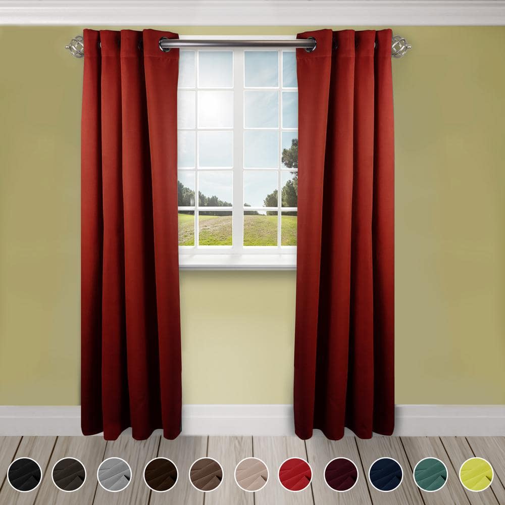 Rod Desyne Red Grommet Blackout Curtain - 52 in. W x 96 in. L T02 ...