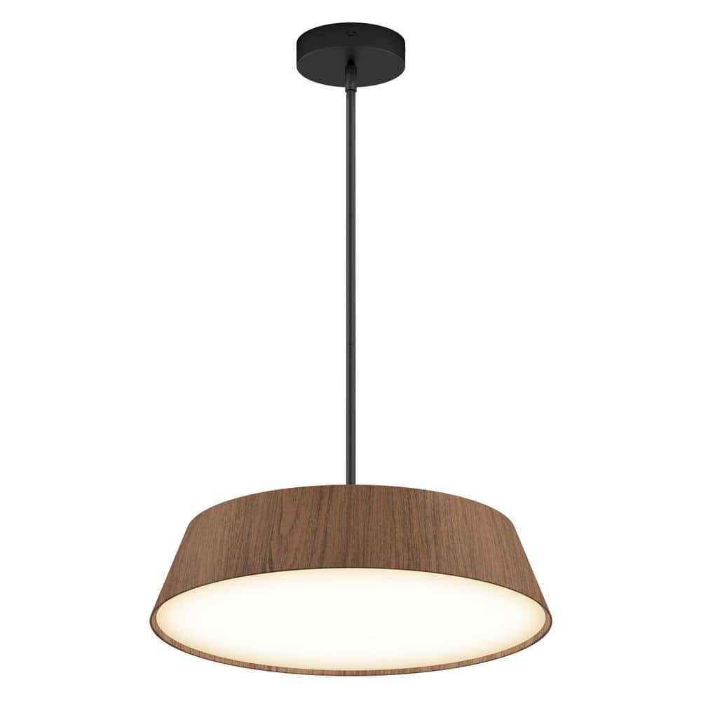 Artika Dunham 32-Watt 1-Light 5CCT Black and Dark Walnut Integrated LED ...