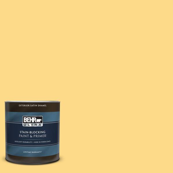 BEHR ULTRA 1 qt. #P280-4 Surfboard Yellow Satin Enamel Exterior Paint ...