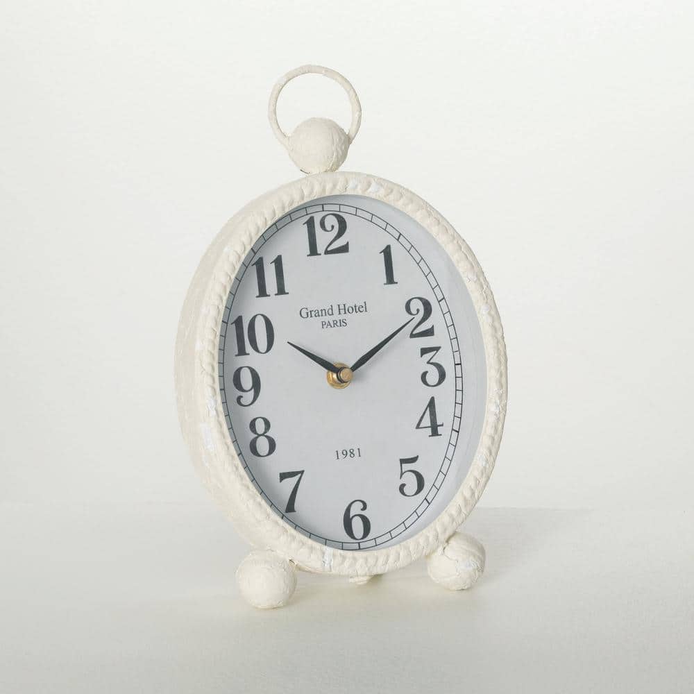 SULLIVANS 10.75 in. White Metal Tabletop Analog Clock CLK236 - The Home ...