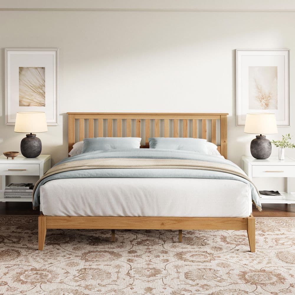 Noble House Sandra Malinda Medium Brown Wood Frame King Size Platform ...