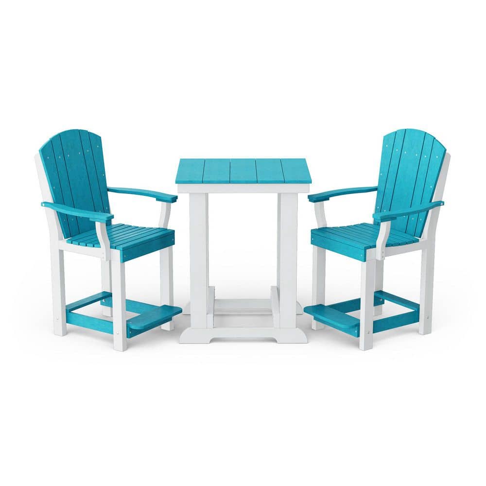 Wildridge Heritage 3-Piece Aruba Blue and White HDPE Plastic Outdoor ...