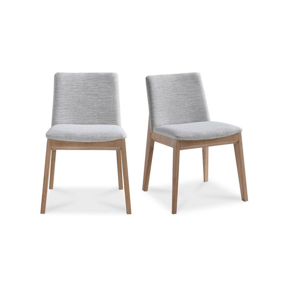 NADAAL STUDIOS Evren Light Grey Fabric Padded Seat Solid White Oak ...