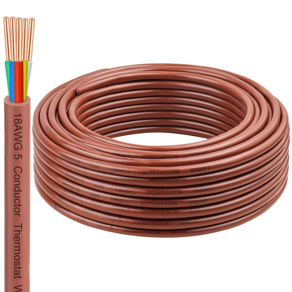 Vrbgify 75 ft. 18AWG 5-Conductor Thermostat Wire-Solid Copper HVAC ...