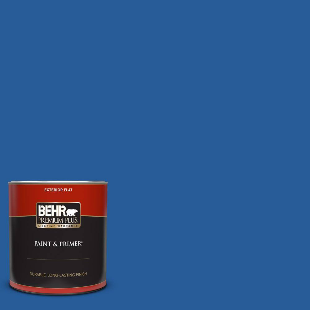 BEHR PREMIUM PLUS 1 qt. #P510-7 Beacon Blue Flat Exterior Paint ...