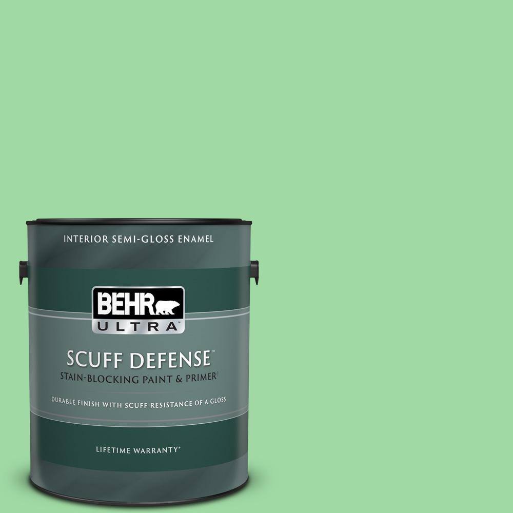 BEHR ULTRA 1 gal. #450B-4 Green Trance Extra Durable Semi-Gloss Enamel ...