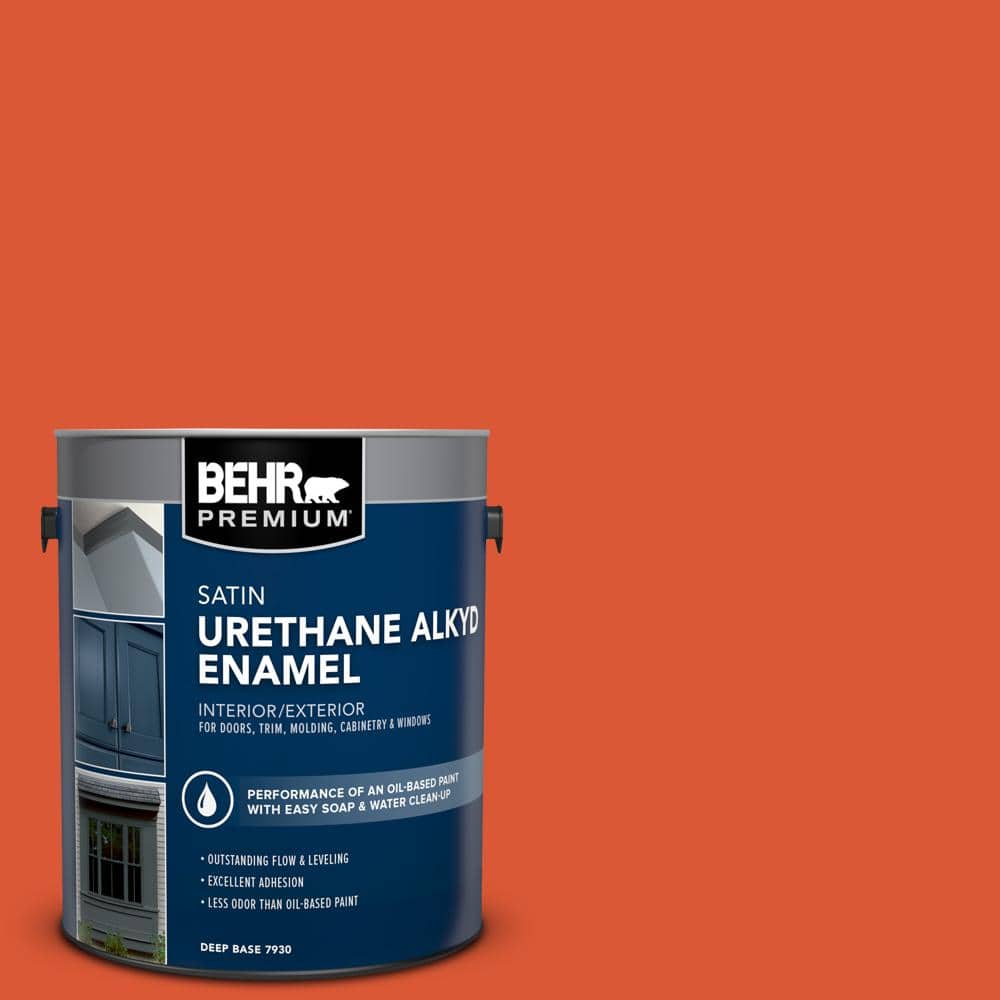 BEHR PREMIUM 1 gal. #P190-7 Inferno Urethane Alkyd Satin Enamel ...