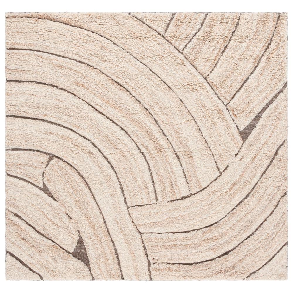 SAFAVIEH Casablanca 6 ft. x 6 ft. Natural/Beige Abstract Swirls Square ...