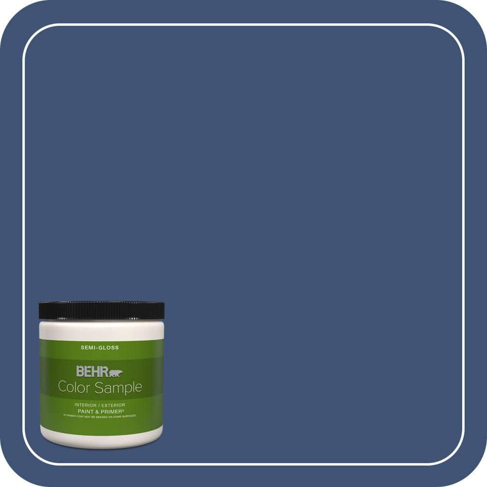 BEHR PREMIUM PLUS 8 oz. #600D-7 Daring Indigo Semi-Gloss Interior ...