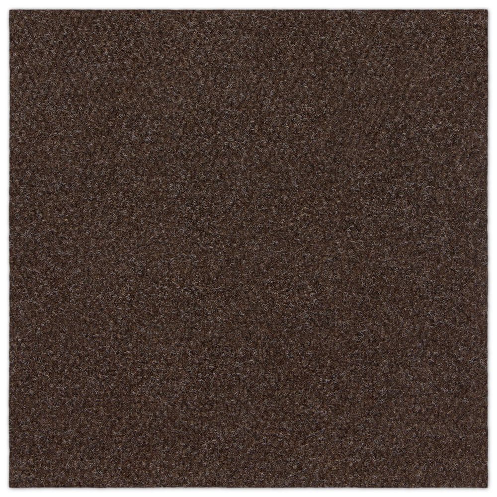 Rocket Hobnail Brown Residential 24 in. x 24 in. Peel and Stick Carpet Tile Square (48 sq. ft ...