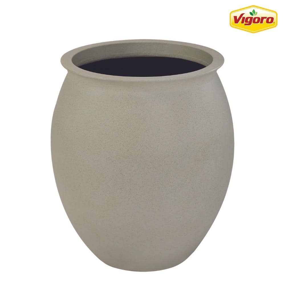 Vigoro 15 in. Brentwood Large Off-White Smooth Concrete Resin Composite ...