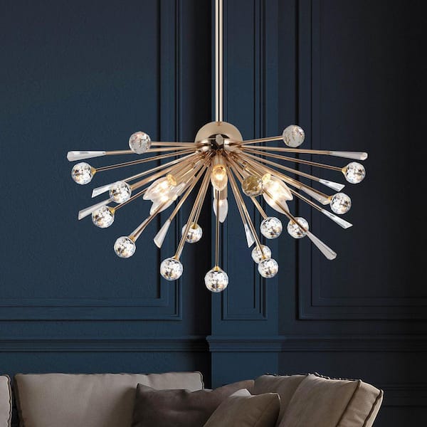 GoYeel 6-Light Gold Modern Sputnik Crystal Design Chandelier Metal ...