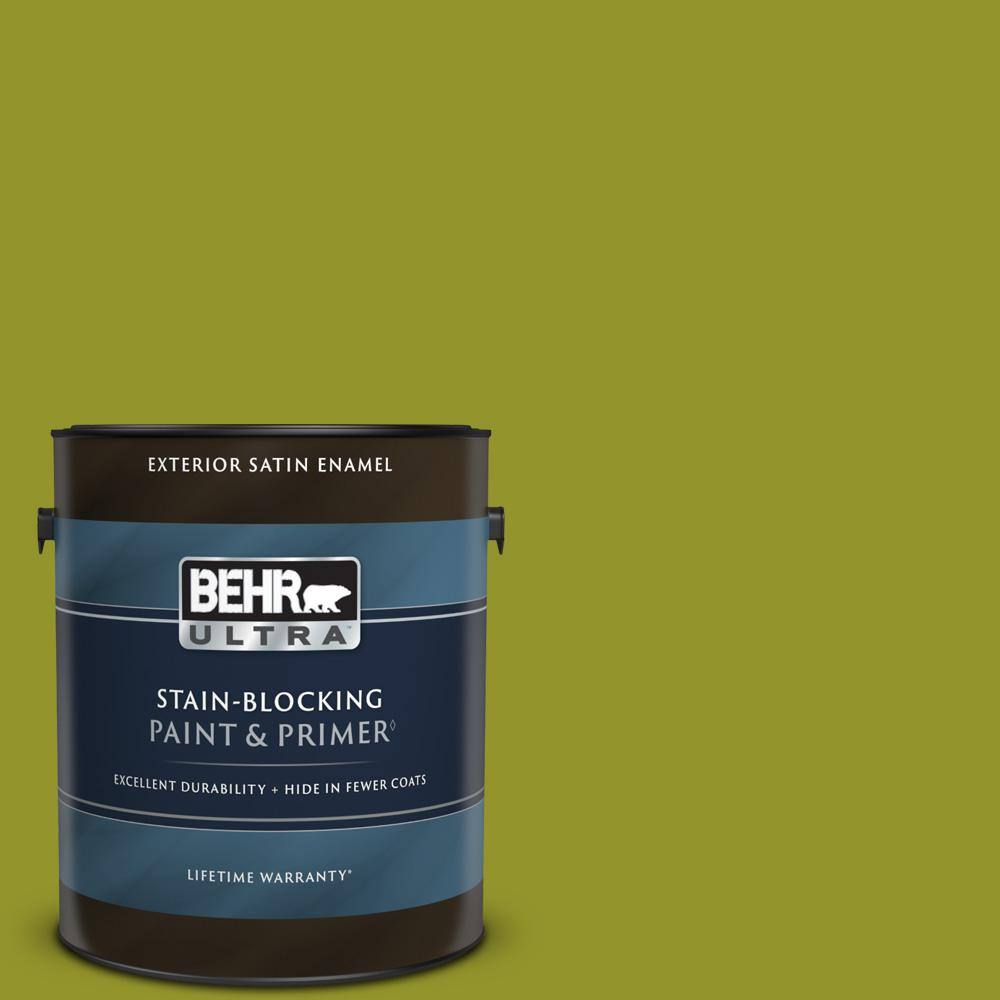 BEHR ULTRA 1 gal. #P350-7 Lazy Lizard Satin Enamel Exterior Paint ...